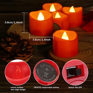 IMAGE Valentine's Day Tea Lights, 12Pack Tealight Candles with Timer and Red Shell, Battery Operated Flameless Tea Lights with 100pcs Decorative Fake Rose Petals for Tealight Votive Holders & Lantern