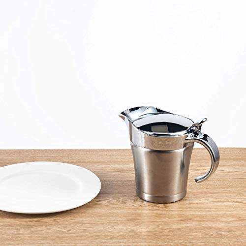 16OZ Gravy Boat Stainless Steel Gravy Warmer Serving Sauce Jug with Lid 450ML