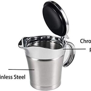 16OZ Gravy Boat Stainless Steel Gravy Warmer Serving Sauce Jug with Lid 450ML