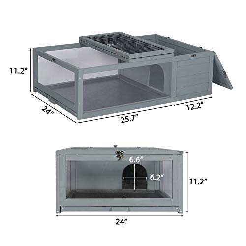 LINLUX Wooden Tortoise House Indoor Large Turtle Habitat with Weatherproof Bottom, Outdoor Reptile Cage for Small Animals, 38 Inches