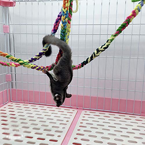 Handmade Sugar Glider Toys for Climbing/ Exercising/ Jungle Exploration, Hanging Toy Cage Accessories, Rat Toys, Bird Rope Perch Swing Toy, Random Color, 6 Pack