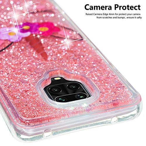 OOPKINS Glitter Liquid Case for Redmi Note 9 Pro Sparkle Floating Shiny Quicksand Clear Soft TPU Silicone Shockproof Protective Bumper Thin Cover for Redmi Note 9S Bling Eyelash Unicorn XY