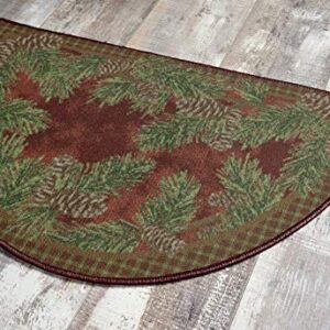 Brumlow MILLS Pine Cone Rustic Fall Winter Gingham Area Rug for Kitchen, Bathroom Mat, Doorway, Bedroom or Home Decor, 19" x 32", Burgundy