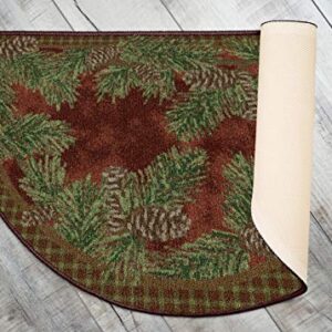 Brumlow MILLS Pine Cone Rustic Fall Winter Gingham Area Rug for Kitchen, Bathroom Mat, Doorway, Bedroom or Home Decor, 19" x 32", Burgundy