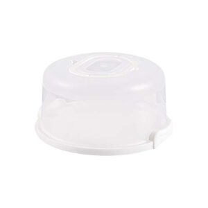 Zoofen Round Cake Carrier White Cake Stand 11 Inch Plastic Cake Container with Handle and Lid for Travel(White)