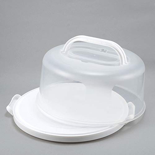 Zoofen Round Cake Carrier White Cake Stand 11 Inch Plastic Cake Container with Handle and Lid for Travel(White)