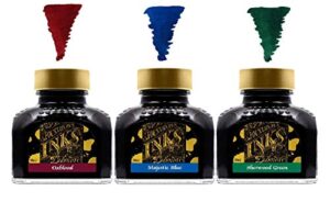 diamine - 80ml fountain pen primary colour ink set - oxblood & majestic blue & sherwood green