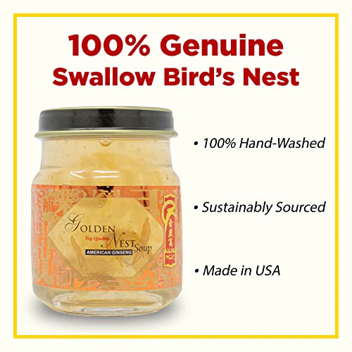 Golden Nest Premium Bird Nest Soup, Swallow Bird Nest 100% Natural - Made in USA, (燕窩) 6 bottles x 75ml (2.5 oz.) - (Ginseng)