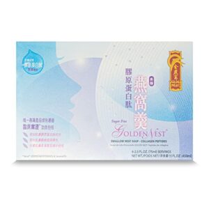 golden nest premium bird nest soup, swallow bird nest 100% natural - made in usa, (燕窩) 6 bottles x 75ml (2.5 oz.) - (collagen)