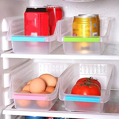 shlutesoy Refrigerator Organizer Bins,Stackable Fridge Organizers for Freezer, Kitchen, Countertops, Cabinets - Clear Pantry Storage Rack