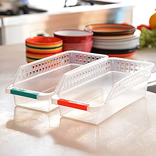 shlutesoy Refrigerator Organizer Bins,Stackable Fridge Organizers for Freezer, Kitchen, Countertops, Cabinets - Clear Pantry Storage Rack