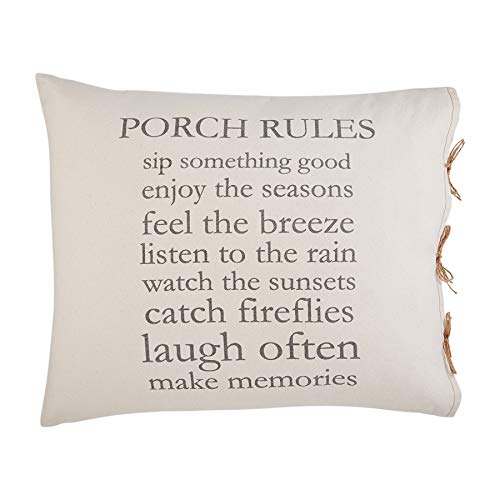 Mud Pie Porch Rules Pillow, Tan