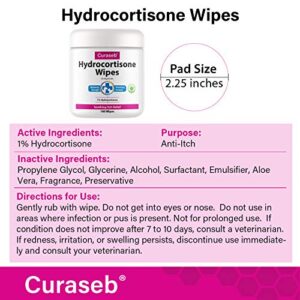 Curaseb Hot Spot Treatment Wipes for Dogs & Cats – Instant Itch Relief for Hot Spots, Paw Licking, Rashes, Allergies, Bites, Dry Skin – with Soothing Aloe - 100 Wipes