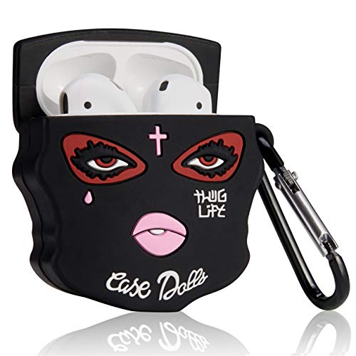 Besoar Woman Mask for Airpod 1/2 Case, Cartoon Cute Fashion Cool Silicone Design Cover for Airpods, Unique Stylish Kawaii Funny Fun Trendy Protective Shell Girls Women Girly Teens Cases Air Pods 2&1