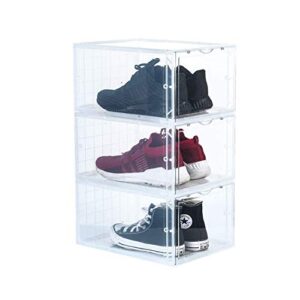 LYHMGZ Transparent Shoe Box Display Cabinet Womens Mens Shoe Storage Box with Clear Door, Storage Box for Sports Shoe Large Storage Box | Family Organization and Storage (Clear, 3 Pack)