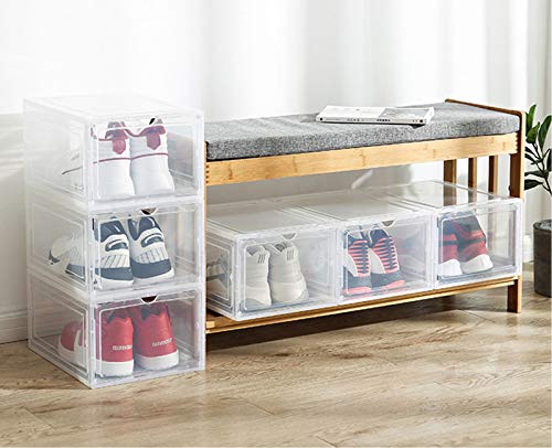 LYHMGZ Transparent Shoe Box Display Cabinet Womens Mens Shoe Storage Box with Clear Door, Storage Box for Sports Shoe Large Storage Box | Family Organization and Storage (Clear, 3 Pack)