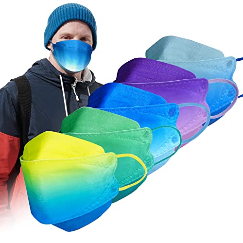 LUCIFER Multicolor Disposable Face Masks, Individual Packs, 50Pcs 4 Layers Facial Safety Masks with Adjustable Elastic Ear Loop Disposable Respirator Safety Mouth Masks Dust Air Pollution Protection