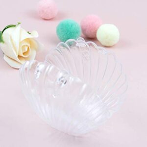 AUEAR, 15 Pack Clear Plastic Mini Sea Shells Candy Boxes Seashell Party Favor Containers Clam Treat Holders for Wedding Accessories Decorations Candy Supplies Gift