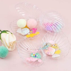 AUEAR, 15 Pack Clear Plastic Mini Sea Shells Candy Boxes Seashell Party Favor Containers Clam Treat Holders for Wedding Accessories Decorations Candy Supplies Gift