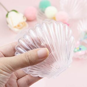 AUEAR, 15 Pack Clear Plastic Mini Sea Shells Candy Boxes Seashell Party Favor Containers Clam Treat Holders for Wedding Accessories Decorations Candy Supplies Gift