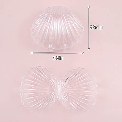 AUEAR, 15 Pack Clear Plastic Mini Sea Shells Candy Boxes Seashell Party Favor Containers Clam Treat Holders for Wedding Accessories Decorations Candy Supplies Gift