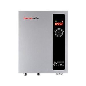 thermomate electric tankless water heater, 11kw at 240 volt, on demand instant hot water heater, self modulating energy saving, save space, 2.15gpm at 35°f rise