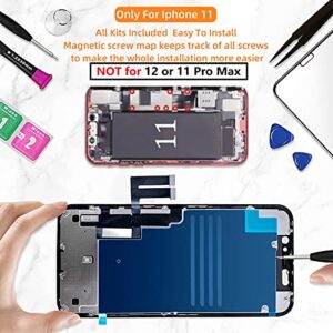 Bsz4uov for iPhone 11 Screen Replacement 6.1 3D Touch Screen LCD Display Digitizer for A2111, A2223, A2221 Cell Phone Repair Kits+ Waterproof Frame Adhesive Sticker+Screen Tempered Protector+Face ID