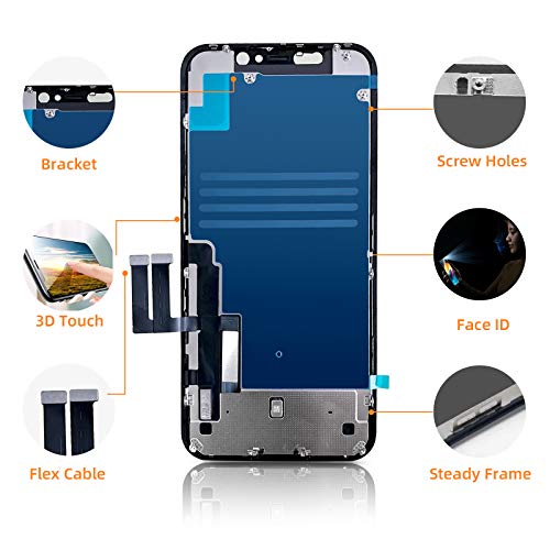 Bsz4uov for iPhone 11 Screen Replacement 6.1 3D Touch Screen LCD Display Digitizer for A2111, A2223, A2221 Cell Phone Repair Kits+ Waterproof Frame Adhesive Sticker+Screen Tempered Protector+Face ID