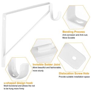 4 Pack Heavy Duty Closet Rod Brackets Holder 10.8 x 10.8 x 1 Inch, White Closet Rod Shelf Support Hooks Wall Mounted Shelf and Rod Support Brackets with Screws (275 x 275 x 25mm - D x H x W)