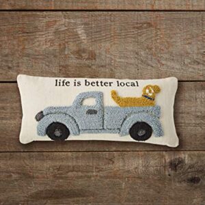 Mud Pie Farm Truck and Dog Hook Pillow, Gray