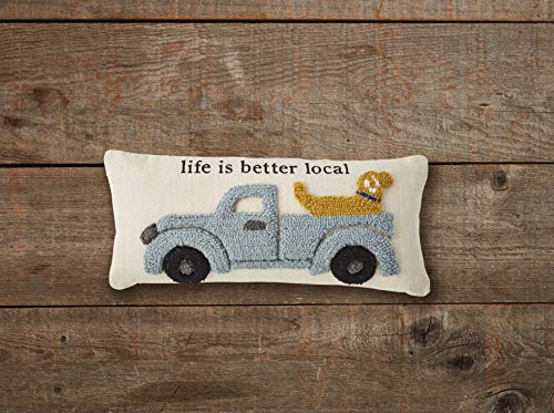 Mud Pie Farm Truck and Dog Hook Pillow, Gray