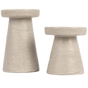 Main + Mesa Stoneware Pillar & Taper Candle Holders, Set of 2