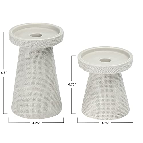 Main + Mesa Stoneware Pillar & Taper Candle Holders, Set of 2