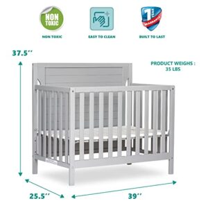 Dream On Me Bellport 4 in 1 Convertible Mini/Portable Crib in Pebble Grey, Non-Toxic Finish, Made of Sustainable New Zealand Pinewood, with 3 Mattress Height Settings