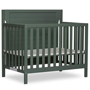 dream on me bellport 4 in 1 convertible mini/portable crib in safari green, non-toxic finish, made of sustainable new zealand pinewood, with 3 mattress height settings