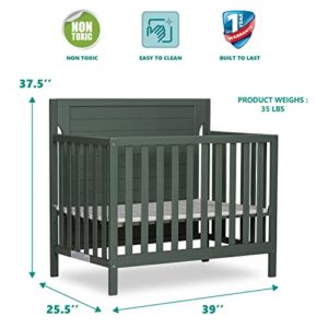 Dream On Me Bellport 4 in 1 Convertible Mini/Portable Crib In Safari Green, Non-Toxic Finish, Made of Sustainable New Zealand Pinewood, With 3 Mattress Height Settings