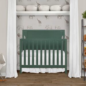 Dream On Me Bellport 4 in 1 Convertible Mini/Portable Crib In Safari Green, Non-Toxic Finish, Made of Sustainable New Zealand Pinewood, With 3 Mattress Height Settings