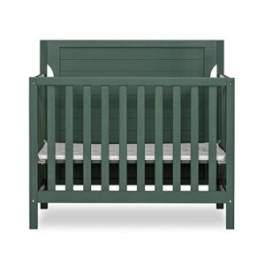 Dream On Me Bellport 4 in 1 Convertible Mini/Portable Crib In Safari Green, Non-Toxic Finish, Made of Sustainable New Zealand Pinewood, With 3 Mattress Height Settings