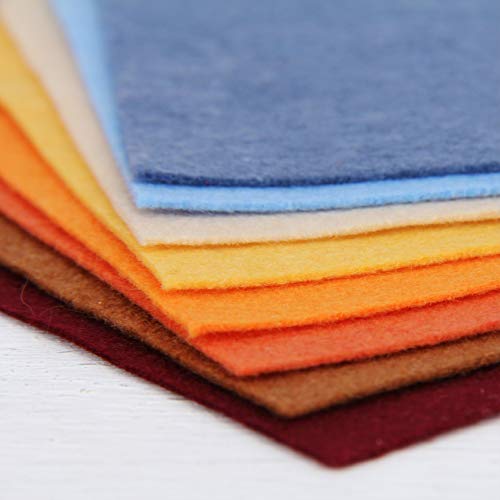 Threadart Premium Felt Precut Sheets - 8 Big 12" x 12" Squares - Autumn Harvest Colors | Soft Wool-Like Feel | 1.2mm Thick Fabric for DIY Crafts, Sewing, Crafting Projects | Compatible with Cricut Maker