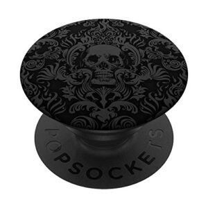 black skull bones head skeleton bone goth gothic pattern popsockets popgrip: swappable grip for phones & tablets