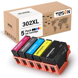 tesen remanufactured 302xl ink cartridge replacement for epson 302xl 302 t302xl t302 with upgraded chip use with epson xp-6000 xp-6100 printer 5 pack t302xl020 t302xl120 t302xl220 t302xl320 t302xl420