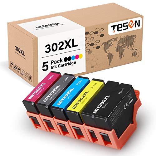 TESEN Remanufactured 302XL Ink Cartridge Replacement for Epson 302XL 302 T302XL T302 with Upgraded Chip Use with Epson XP-6000 XP-6100 Printer 5 Pack T302XL020 T302XL120 T302XL220 T302XL320 T302XL420