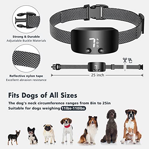 NBJU Bark Collar for Dogs,Rechargeable Anti Barking Training Collar with 7 Adjustable Sensitivity and Intensity Beep Vibration for Small Medium Large Dogs (Black)