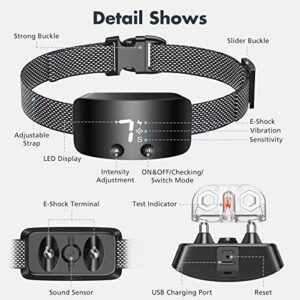 NBJU Bark Collar for Dogs,Rechargeable Anti Barking Training Collar with 7 Adjustable Sensitivity and Intensity Beep Vibration for Small Medium Large Dogs (Black)