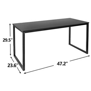 SUPER DEAL Computer Desk 47 Inch Modern Sturdy Office Desk PC Laptop Notebook Simple Writing Table for Home Office Workstation, Black