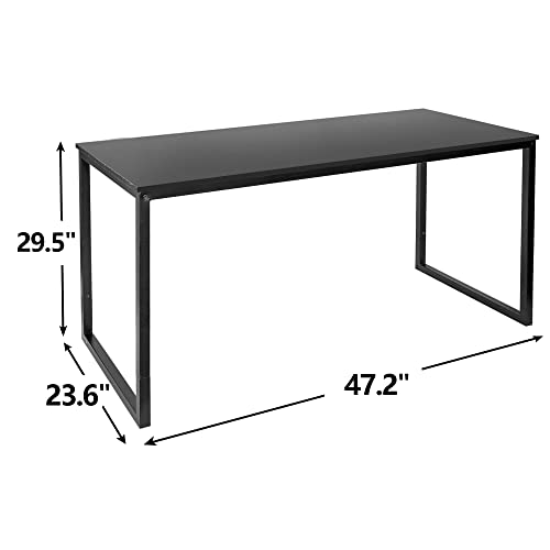 SUPER DEAL Computer Desk 47 Inch Modern Sturdy Office Desk PC Laptop Notebook Simple Writing Table for Home Office Workstation, Black