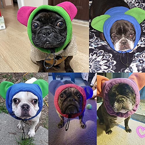 BZB Cute Dog's Fleece Hat That Keeps Ears Warm French Bulldogs Autumn Winter Soft Adjustable Bat Hat Pet Supplies Accessories (Small,Green)