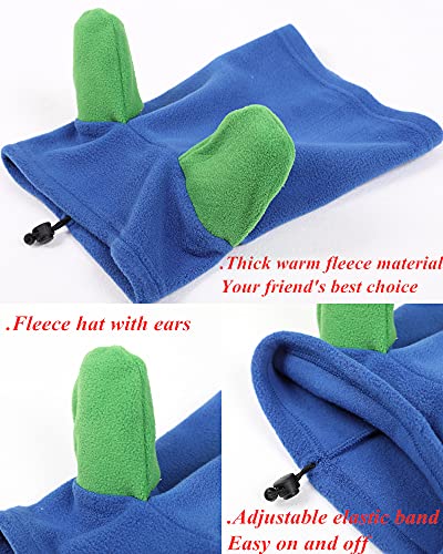 BZB Cute Dog's Fleece Hat That Keeps Ears Warm French Bulldogs Autumn Winter Soft Adjustable Bat Hat Pet Supplies Accessories (Small,Green)