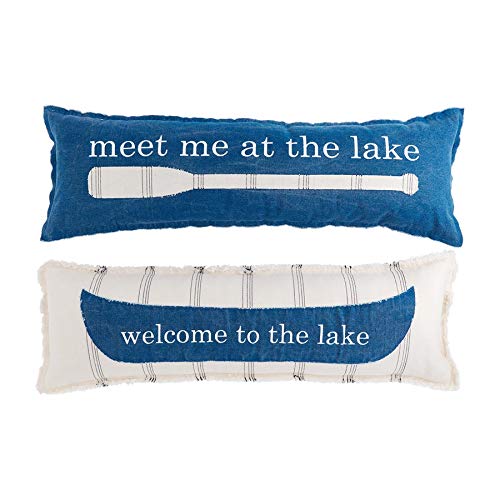 Mud Pie Long Applique Lake Pillow, Welcome