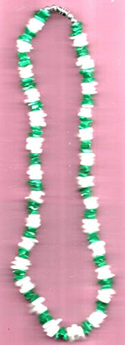 18" ROSE CLAM SHELL NECKLACE- FOR TEEN AGES COLOR GREEN AND WHITE